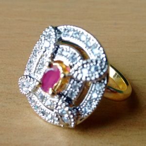 Buy Adjustable AD ring with pink stone at center